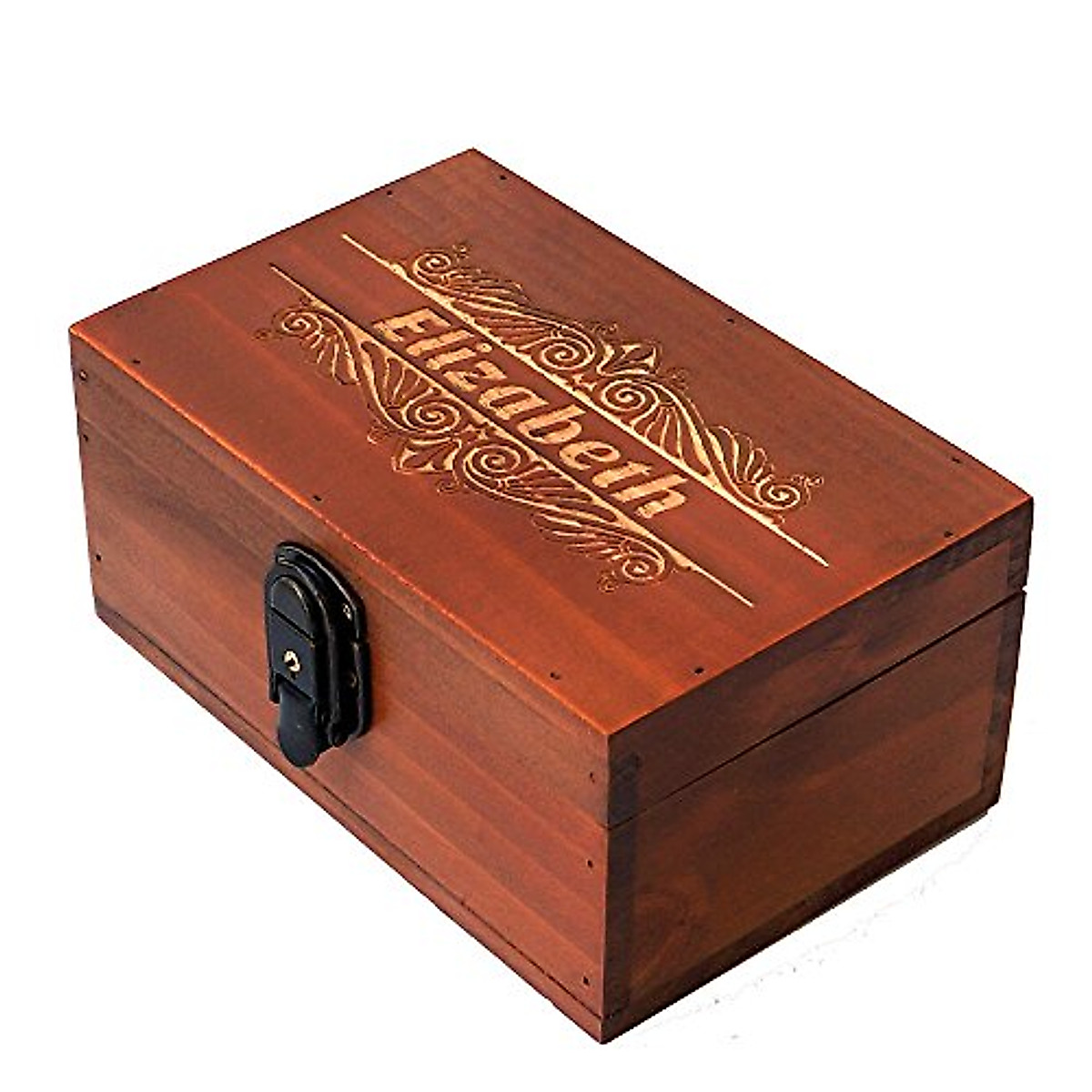 Awerise Personalized Wooden Keepsake Box w/Lock Key, Custom Jewelry Box, Bridesmaid Box, Mother Gift