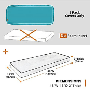 PNP FKJP 1 Pack Outdoor Cushion Washable Covers 48" X 18" X 3"Inch, Water-Resistant Seat Slipcovers, Patio Furniture Covers with Zipper and Tie, Aqua Blue 【Only Cover】