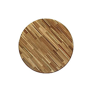 East West Furniture ANGA5-ANA-03 5 Piece Dining Set for 4 Includes a Round Kitchen Table with Pedestal and 4 Brown Linen Fabric Upholstered Parson Chairs, 36x36 Inch, Natural