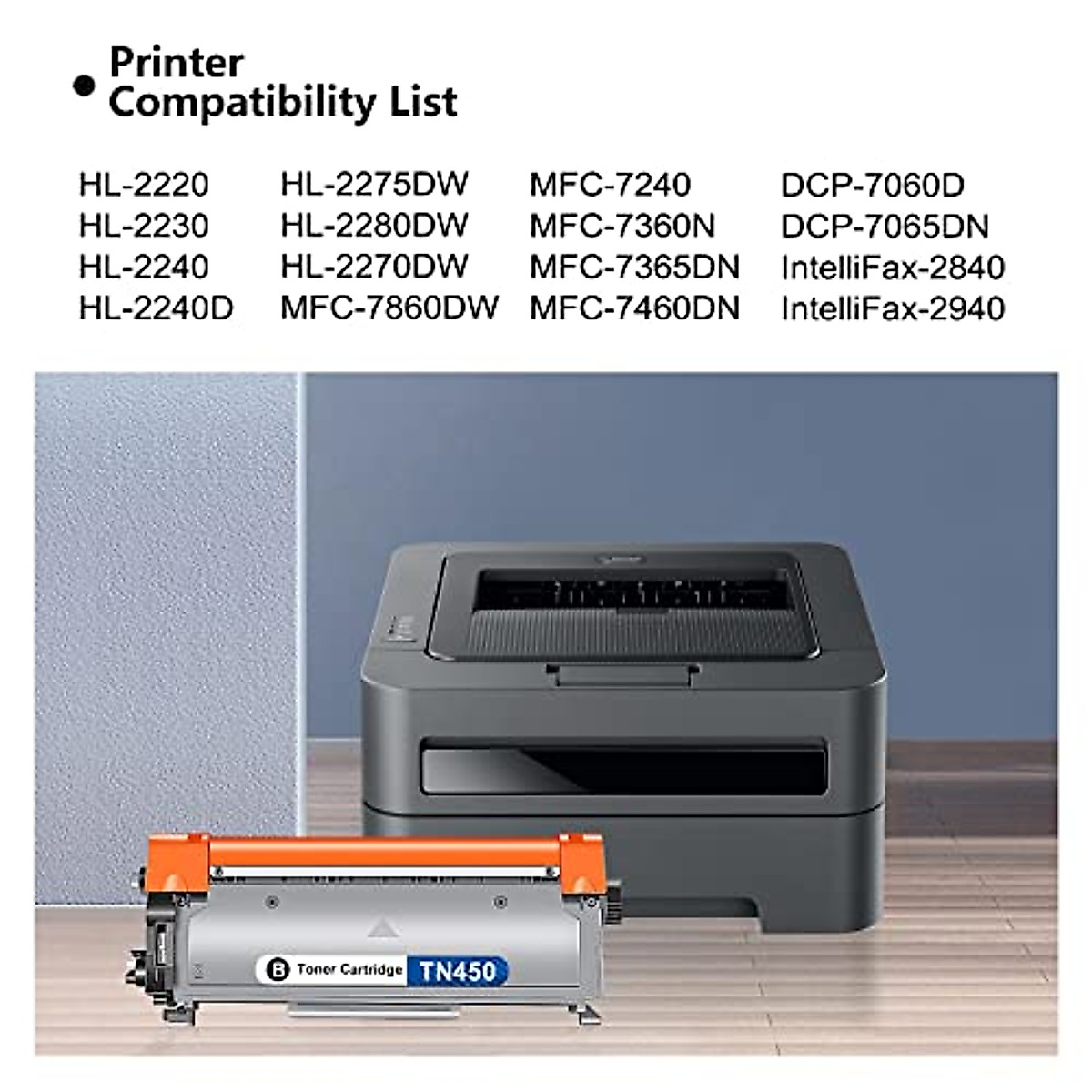MSOTFUN Compatible High Yield Toner Cartridge Replacement for Brother TN450 TN-450 TN420 to use for DCP-7060D HL-2230 HL-2240 HL-2240D MFC-7365DN MFC-7460DN Printer (Black, 2 Pack)