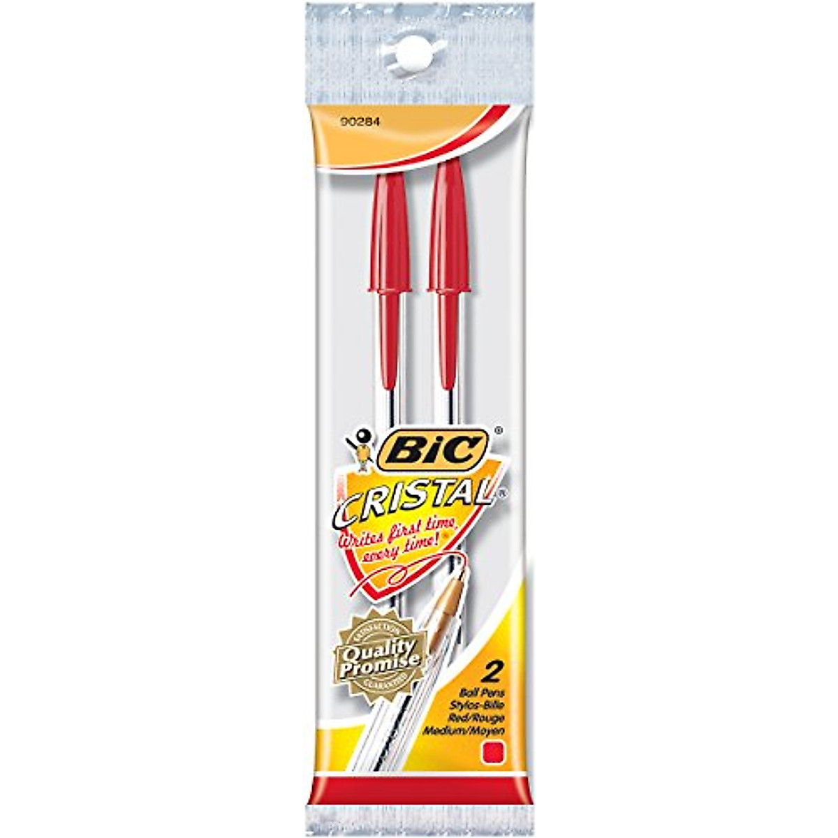 Bic Ball Pens Cristal Xtra Smooth, Red Ink 2 ea, Medium Point