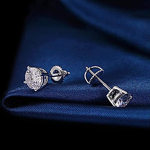 18K White Gold Screw Backs Replacement for Earring Studs - Fit for 0.032" Threaded Post (4 Pairs)