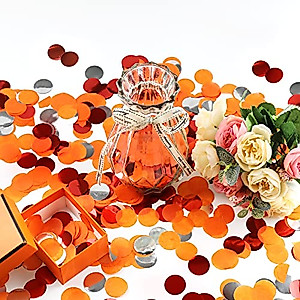 VCOSTORE Tissue Paper Confetti Circles - Round Confetti Dots，Large Table Confetti for Wedding Birthday Party Decoration and Gift Box decoration, 5000 pieces -Orange Red & Silver Mix Confetti