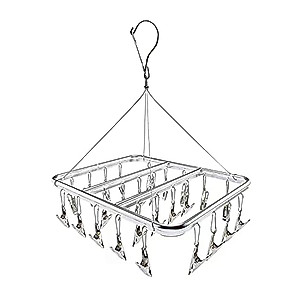 AOBYMIN Sock Drying Rack with 26 Clips, Aluminum Sock Hanger, Laundry Clothes Drying Rack for Socks, Underwear, Towels, Bras, Lingerie, Baby Clothes