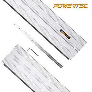 POWERTEC 71573 55” Track Saw Guide Rail Joining Set for Bosch Track Saws | Includes (2) Aluminium Extruded Guided Rails and (1) Guide Rail Connectors for Woodworking Projects