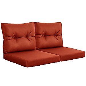 YEFU Outdoor Deep Seat Cushion Set of 2, Double Waterproof Tech Fade Resistant Outdoor Chair Cushions, Patio Furniture Cushions with Straps for Chair Sofa Couch, 24x24 Inch, Burnt Orange