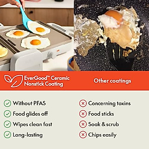 Bella 10"x 20" Ceramic Fold-n-Store Dual Temp Griddle, Fits-anywhere Kitchenware, EverGood Ceramic Nonstick Coating, 2 Temperature Zones up to 400°F​, Dishwasher Safe Drip Tray, 1500 Watt, Oatmilk