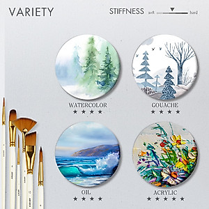 ARTIFY 15 Pieces Paint Brush Set, Intermediate Series, Includes Pop-Up Carrying Case with Palette Knife and 2 Sponges, for Acrylic, Oil, Watercolor and Gouache Painting - Pearl White