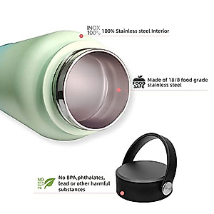 BJPKPK Insulated Water Bottles with Straw Lid, 40oz Stainless Steel Water Bottles with 3 Lids, Large Metal Water Bottle, BPA Free Leakproof Thermos Water Bottle for School, Sports & Gym- Turquoise