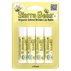 Organic Lip Balms, Creme Brulee, 4 Pack, 0.15 oz (4.25 g) Each, Sierra Bees