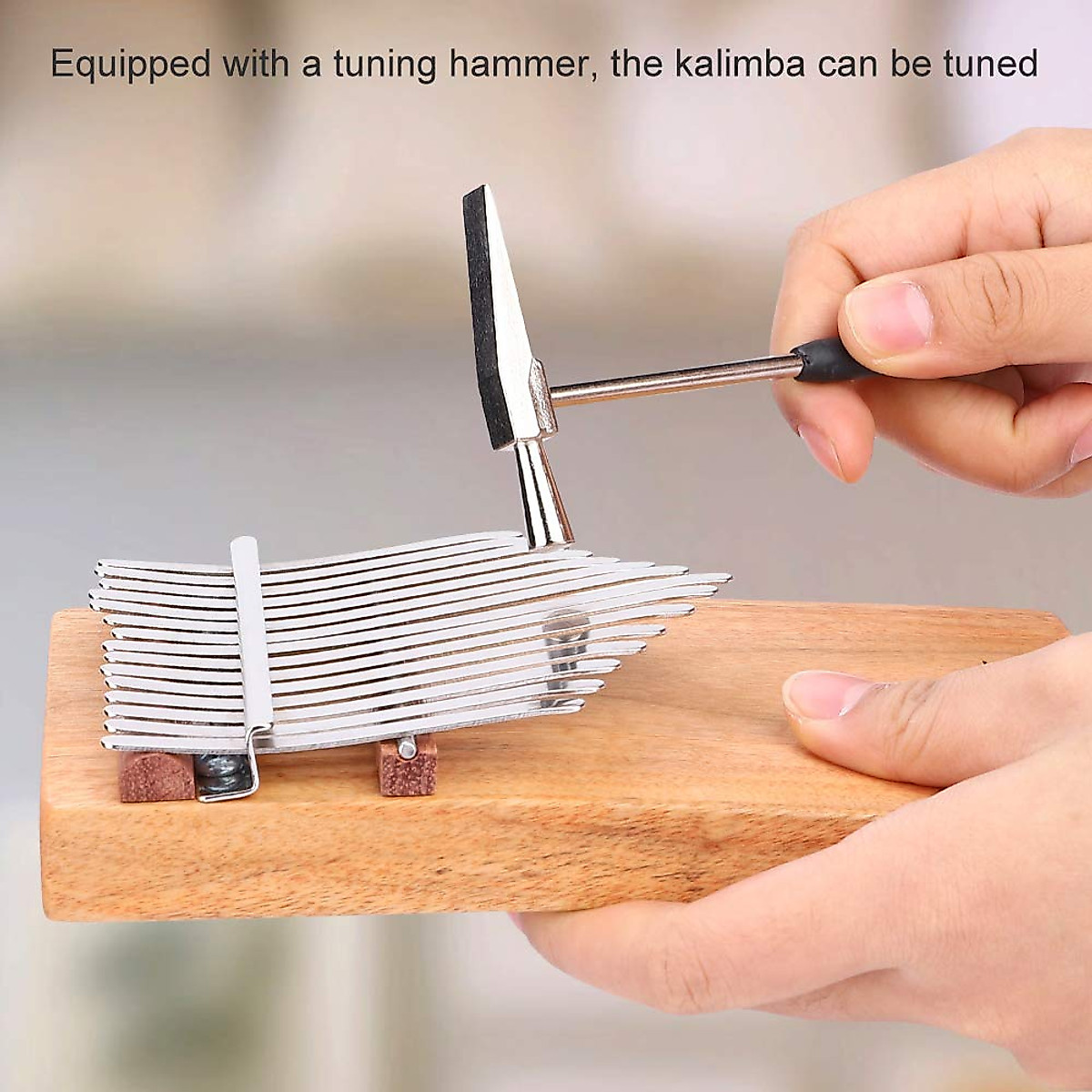 Kalimba 15 Keys Thumb Piano, Portable Full solid Camphorwood 15 Scales G Major Kalimba Instrument with Belt Bag Stickers K15CAP Kalimba