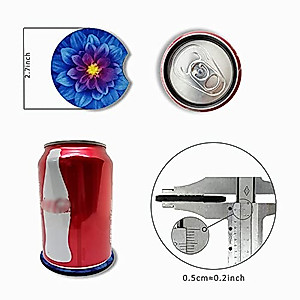 Car Cup Coasters for Drinks Absorbent, Cute Car Coasters for Women & Men Cup Holder Coasters for Your Car with Fingertip Grip, Auto Accessories for Women & Men,Pack of 2 (Bule Flower)