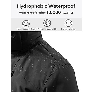 wantdo Men's Winter Ski Jacket Waterproof Snow Jacket Windproof Mountain Raincoat Hooded Navy XL