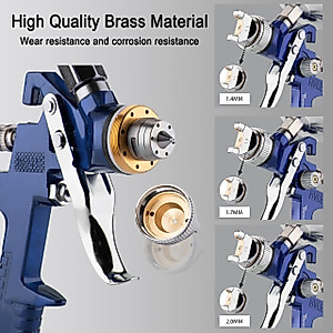 Throohills Professional HVLP Spray Gun Kit, Automotive Paint Spray Paint Gun,3 Nozzles(1.4/1.7/2.0mm) and 33oz Aluminum Cup for Car, Wall Paint, Furniture Spraying（Blue）