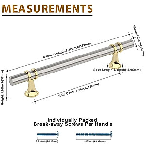 OYX 6Pack 5inch Drawer Pull Brushed Nickel Cabinet Pulls
