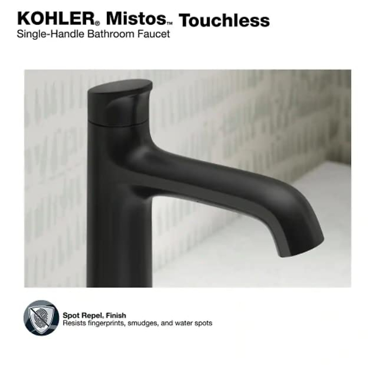 Kohler Mistos Battery Powered Touchless Single Hole Bathroom Faucet in Matte Black