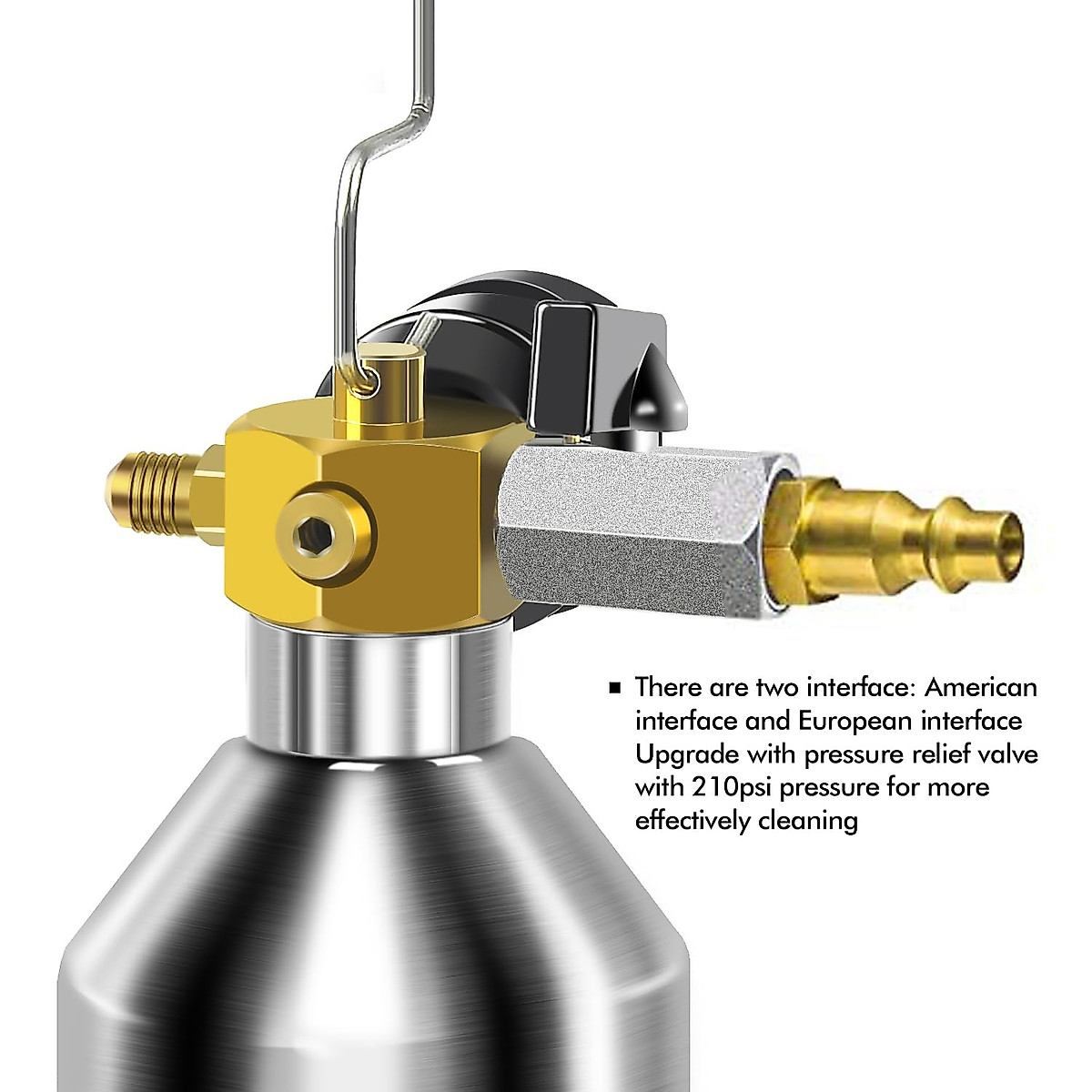 FOUR UNCLES IRONCUBE AC Flush Kit,A/C Air Conditioner System Flush Canister Kit Clean Tool Set R134a R12 R22 R410a R404a for Auto Car with 3.5 ft Hose American Interface