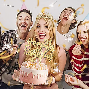 21st Birthday Decorations for Her Include 21st Birthday Tiara and Finally 21 Sash , 21st Birthday Cake Topper and 21 Birthday candles, Gold 21 Balloons, 21st Birthday Gifts for Her Set (Gold)