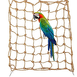 VTurboWay Bird Climbing Net, Parrot Climbing Cotton Rope Thicken Chew Toys Net Hammock Hanging Ladder Habitat for Parrot Cockatoo Cockatiel Macaw African Greys Budgies Parakeet (23.6" x 23.6")