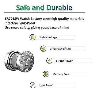 KaPonsec SR726SW 397 396 LR726 Silver Oxide Watch Battery-10Packs