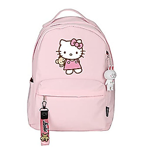 LUO New Hello Kitty Large Capacity Embroidered PU Women's Shoulder Messenger Bag Handbag Casual Bag Purse LB-715898, Pink
