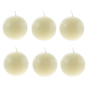 Mega Candles 6 pcs Unscented Ivory Round Ball Candle, Hand Poured Premium Wax Candles 3 Inch x 3 Inch, Home Décor, Wedding Receptions, Baby Showers, Birthdays, Celebrations, Party Favors & More