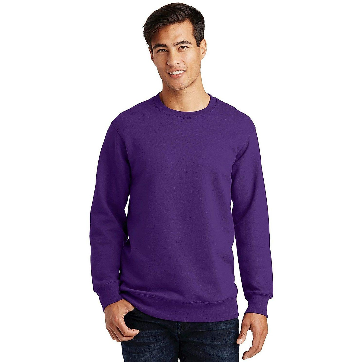 Port & Company Fan Favorite Fleece Crewneck Sweatshirt S Team Purple