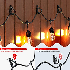 Lewufe Lights Hanger Hooks, Christmas Light Clips, Outdoor String Lights Hangers for Hanging Christmas Light, Fairy Lights, Outdoor Patio Lights, 20 Pack, Black
