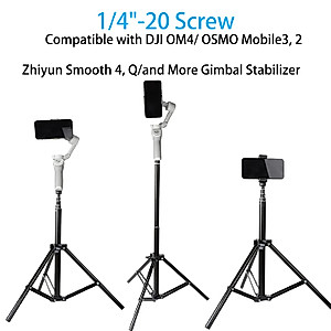 PellKing 2in1 Tripod Extension Rod 59in Adjustable Selfie Stick with Phone Clip for DJI OM4 SE 5/Osmo Mobile 6 3 2/Feiyu Zhiyun and More Hand Held Gimbal Stabilizer Accessories
