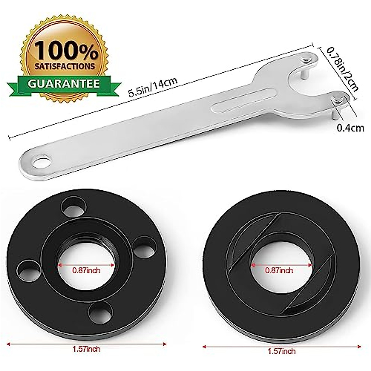 TOOLFLIFE 5pcs Grinder Flange Angle Wrench Spanner Metal Lock Nut for Dewalt Milwaukee 193465-4 Bosch Black Decker Ryobi Makita 5" 5/8-11Replacement Part