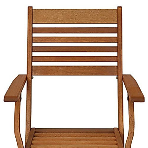 Sunnydaze Meranti Wood Outdoor Folding Patio Armchairs - Set of 2 - Outside Wooden Bistro Furniture for Lawn, Deck, Balcony, Garden and Porch - Teak Oil Finish