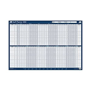 Sasco 2022 Staff Year Wall Planner with wet wipe Pen & sticker pack, Blue, Board Mounted, 915W x 610mmH, 2410166