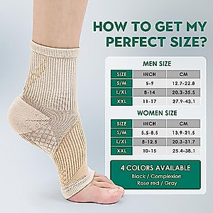 SIATELOO Ankle Brace Compression Socks For Women & Men，2 Pair, Plantar Fasciitis Sleeves with Foot Arch Support Reduces Swelling & Heel Spur Pain(as1, alpha, l, regular, regular,Gray and pink)