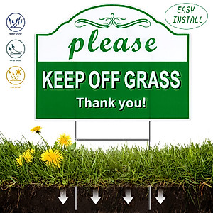 MUXYH 2 Pack Keep Off Grass Sign, Keep Dogs Off Sign for Lawn, 12.6"X9.4" Corrugated Plastic Double Sided with Metal Wire H-Stakes- Stay Off Grass Signs