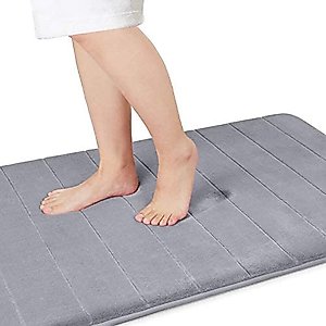 Yimobra Memory Foam Bath Mat Bathroom Rug, Runner Mats 44 x 24 Inches, Comfortable, Soft, Maximum Absorbent, Non-Slip, Thick, Machine Wash, Easier to Dry Carpet for Tub, Gray