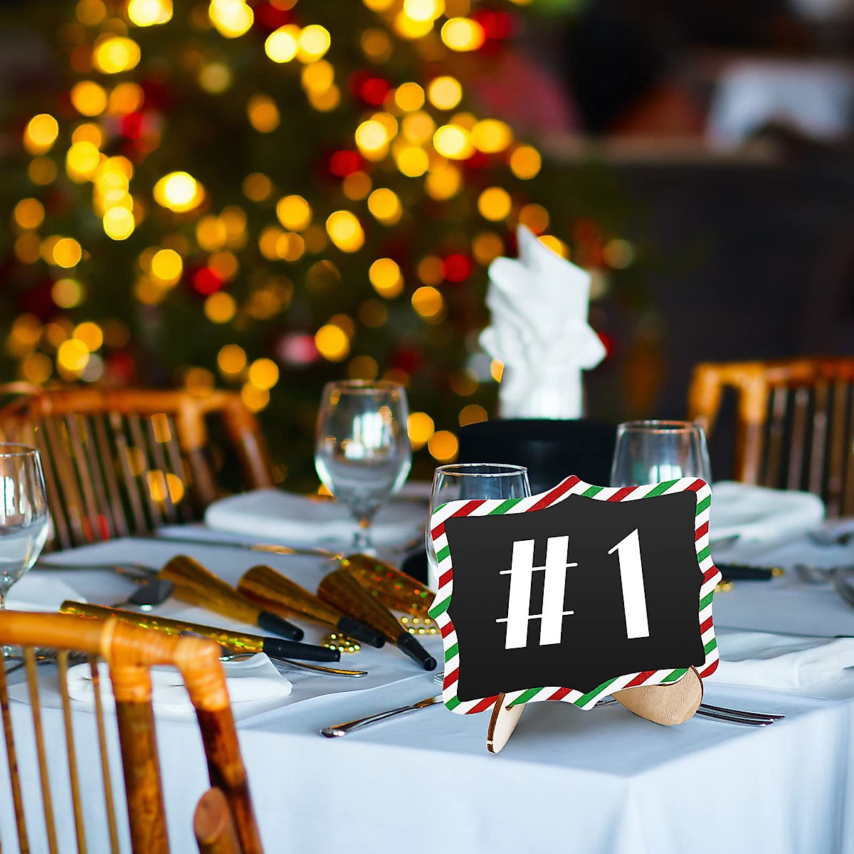 20 Pieces Christmas Mini Chalkboard Signs Xmas Small Wooden Food Signs Christmas Centerpiece Tabletop Decor Wooden Blackboard for Buffet Fireplace Desk Shelf Kitchen, Wedding, Home Holidays Decoration