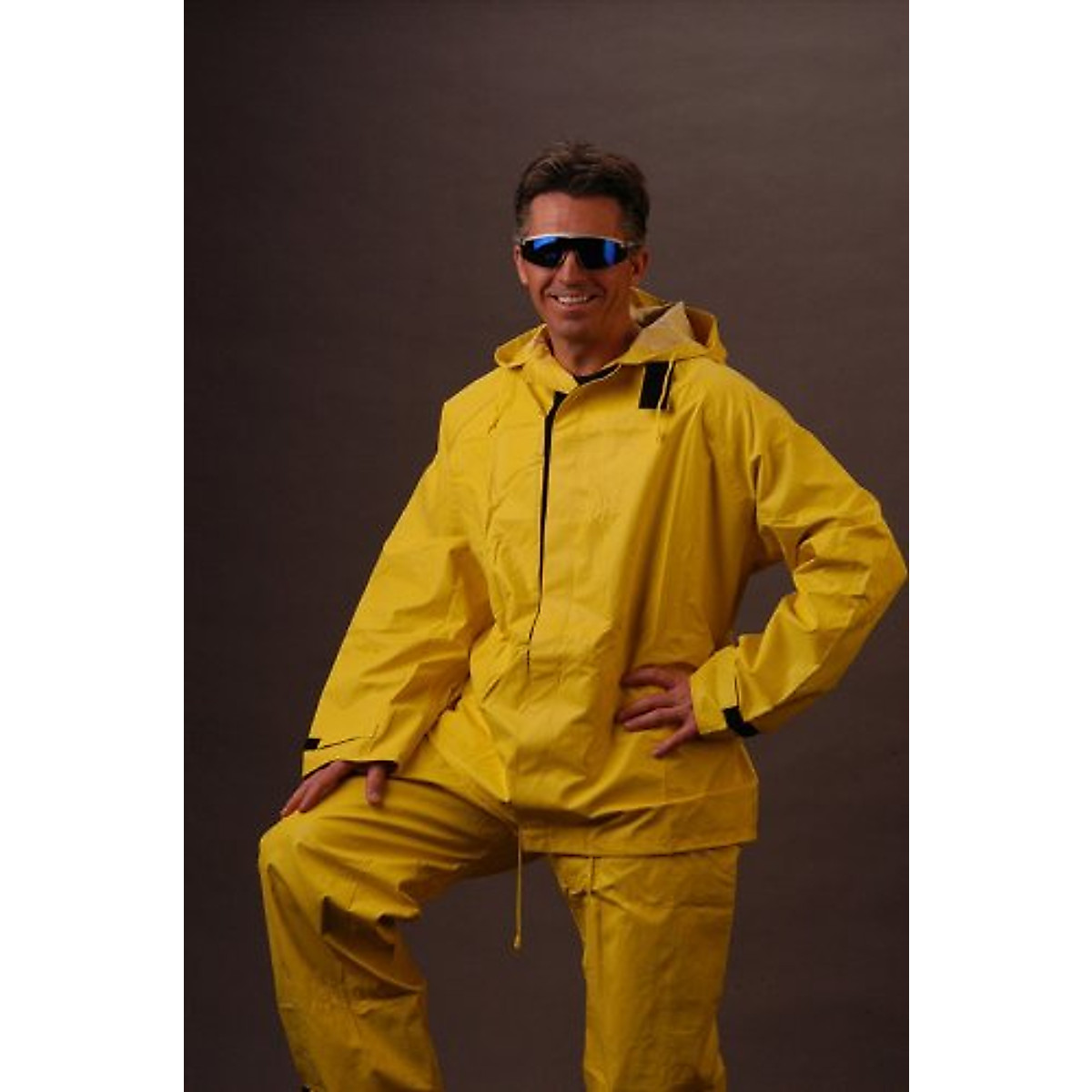 MCR Safety 8402X5 Hydroblast Neoprene/Nylon 2-Piece Rainsuit with Attached Hood, Yellow, 5X-Large