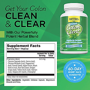 Natural Balance Ultra Colon Clenz | Herbal Colon Cleanse & Detox Supplement | Gentle & Dependable Overnight Formula | 120 Vegetarian Capsules