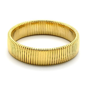 Marshal Metal Fashion Bracelet Omega Style Brass Polished Stretch Cobra Bracelet (Gold)