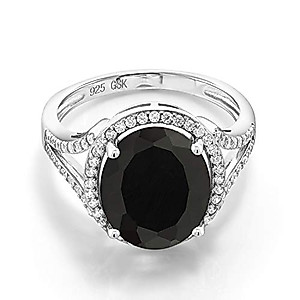 Gem Stone King 925 Sterling Silver 12X10MM Oval Gemstone Birthstone Halo Engagement Ring | Wedding Anniversary Promise Ring For Women | Available In Size 5,6,7,8,9