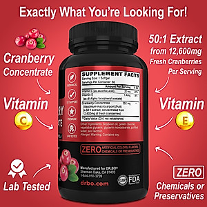 Cranberry Concentrate Pills Supplement Vitamins - UTI Supplements for Women & Men for Urinary Tract Health & Bladder Control Strength - Vitamin C & Cranberries Extract - Kidney Cleanse Detox Capsules