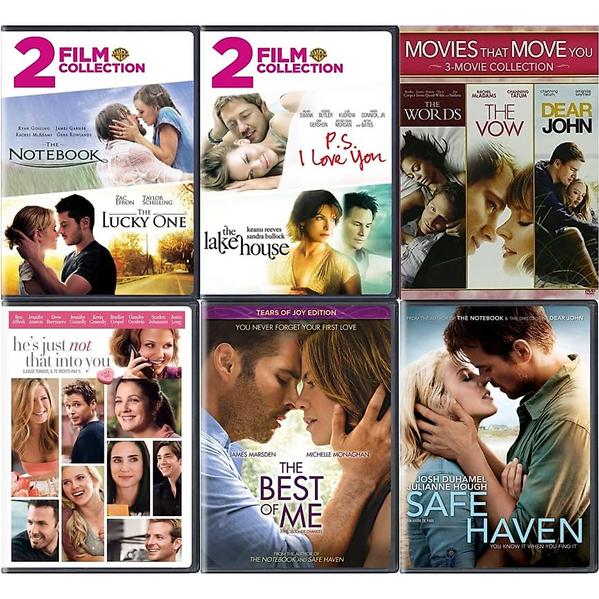 Nicholas Sparks Romance DVD Collection: The Notebook / The Lucky One / Dear John / Safe Haven / The Best of Me + Bonus Movies: The Lake House / The Words / The Vow / He’s Just Not That into You / P.S. I Love You [10 Movie Collection]