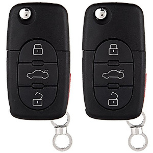 ECCPP Replacement fit for Uncut Keyless Entry Remote Key Fob Case Audi Series 4D0837231E (Pack of 2)