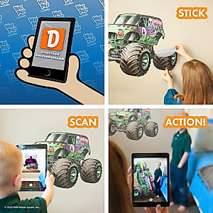 Wall Palz Monster Jam Grave Digger Wall Decal - Monster Jam Wall Stickers with 3D Augmented Reality Interaction - 28" Monster Jam Grave Digger Monster Truck Wall Decorations
