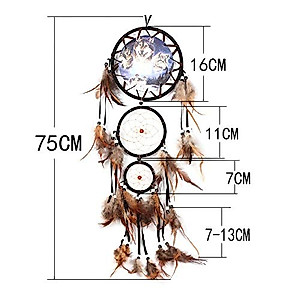 Indian Feather - Home Wall Hanging Decoration Wolf Pattern Ornament Dream Catcher with Feathers Z7 - Accessories Garden Health Weddings Girls Beauty Computers Events Phones Sports Toys El