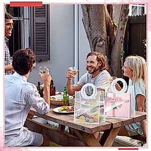 10 Pcs Clear PVC Gift Bags, Transparent PVC Handbag, Heavy Duty Reusable Gift Bags with Handles Clear Plastic Gift Bags Gift Wrap Bags for Bridal Baby Shower Wedding Shopping Bags, 8 x 7 x 4 Inch