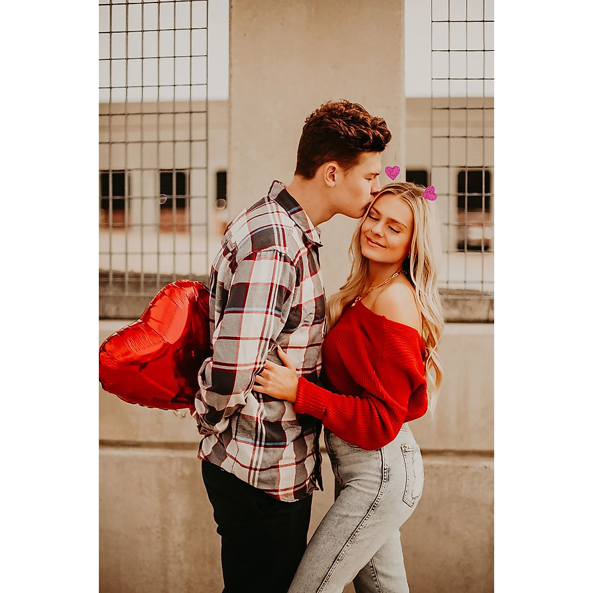 NVENF Valentine’s Day Heart Headband Shinny Rhinestone Heart Hairbands Red Heart Hair Accessory Party Gifts