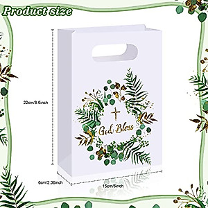 First Communion Religious Party Favor Gift Bags Cross Paper Gift Bags God Bless Treat Paper Bags for First Communions, Christenings, Baptism, Easter (60 Pack)