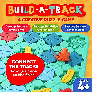 CoolToys Build-A-Track Brain Teaser Puzzles for Kids Ages 4-8 - Educational Smart Logic Board Game for Children, 4 Levels & 100+ Skill-Building Challenges, Fun Home & Travel Boys & Girls STEM Activity