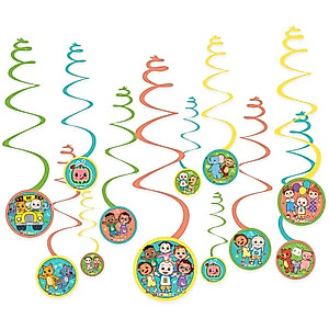 Coco Melon Theme Party Decorations - Decor Kit Of 4 Piece Scene Setter 12 Banner Swirls 7 Table Centerpieces 12 Photo Booth Props And 24 Confetti Pieces For A Cocomelon Kids Decoration